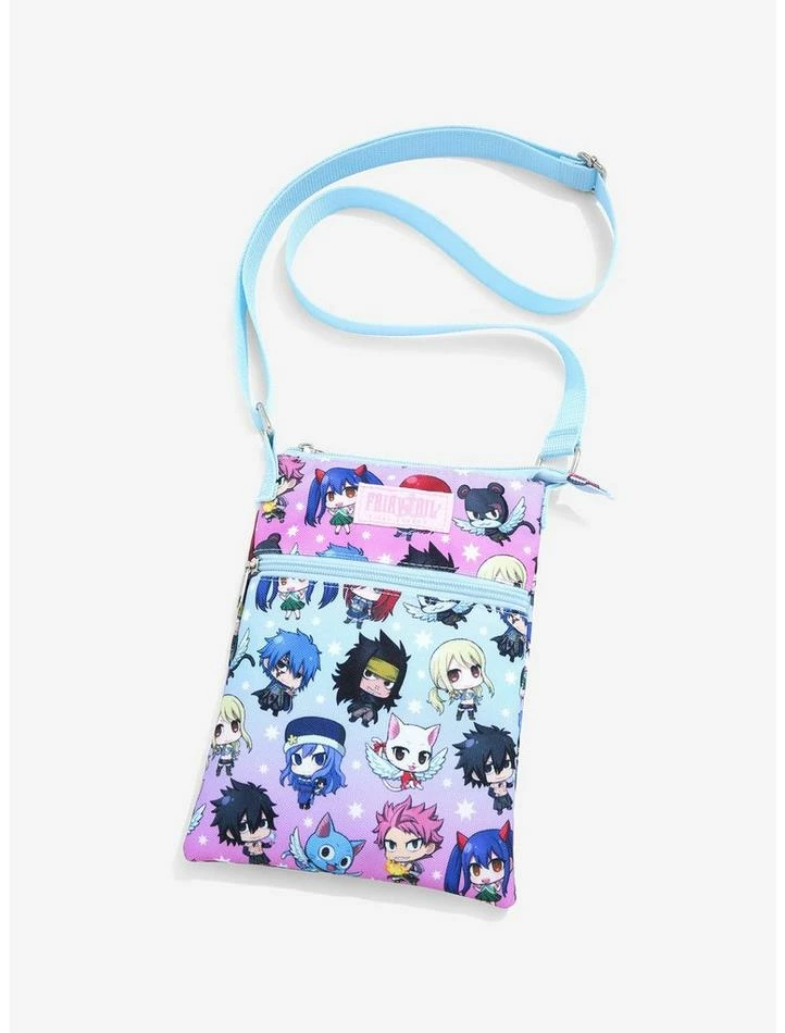 Discount 😀 Fairy Tail Chibi Characters Passport Crossbody Bag 🔔 | Bags ...